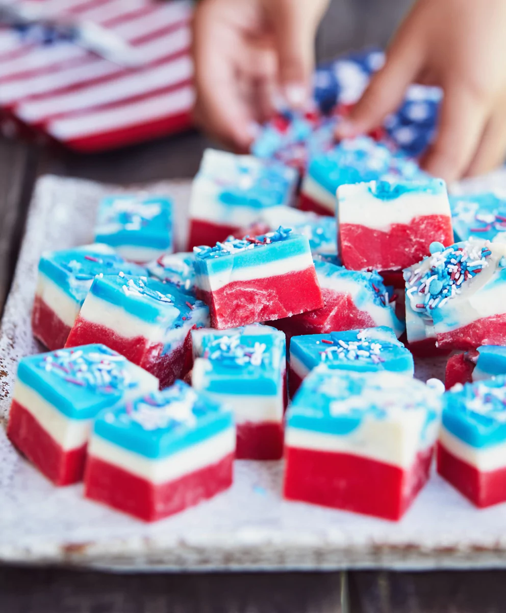 Red White and Blue Fudge – Easy 3-Layer Recipe for July 4t